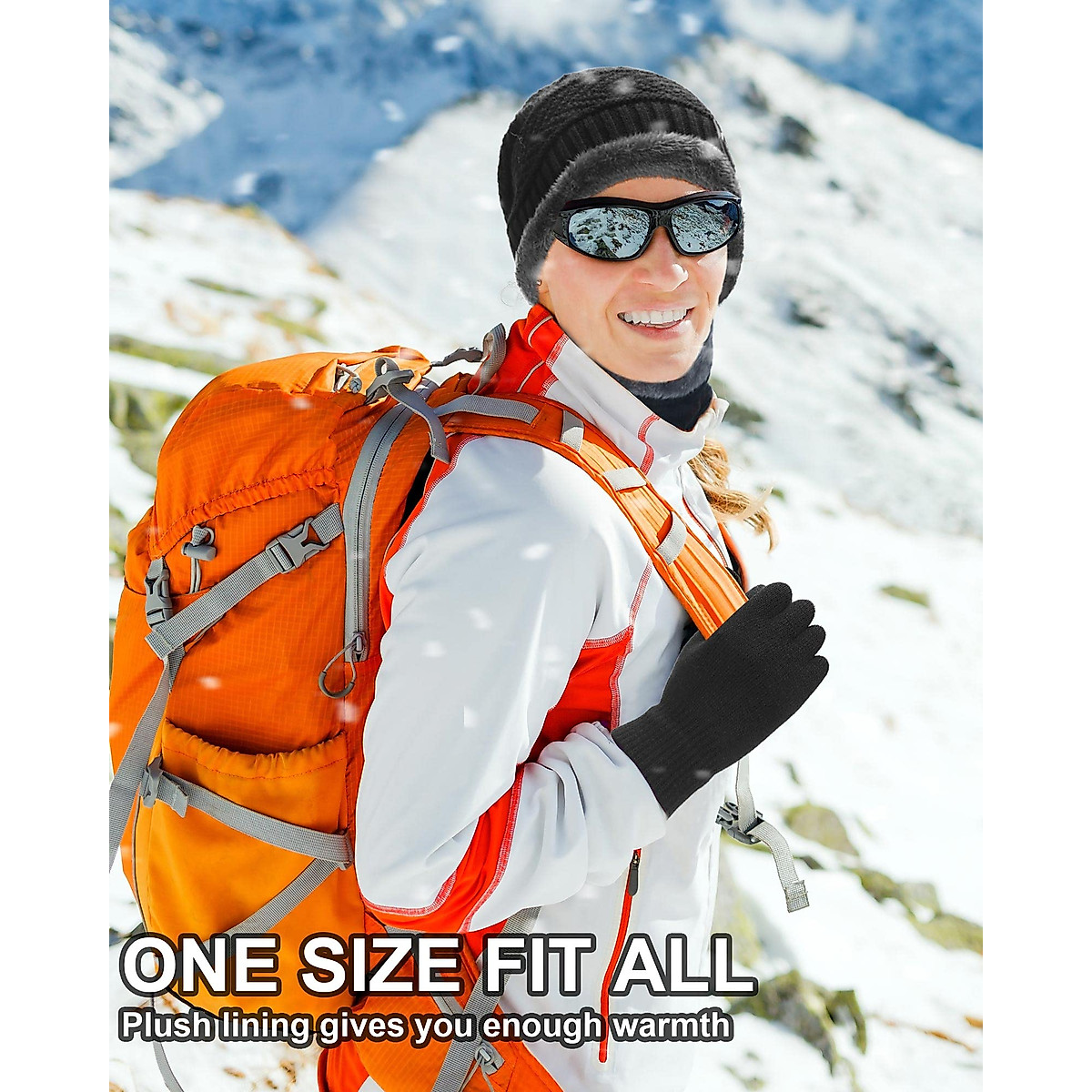 12 Pieces Winter Hat Scarf Gloves Set Snow Beanie Hat Knit Skull Caps Touch Screen Mittens Warm Neck Warmer for Men Women Cold Weather Skiing, 4 Colors