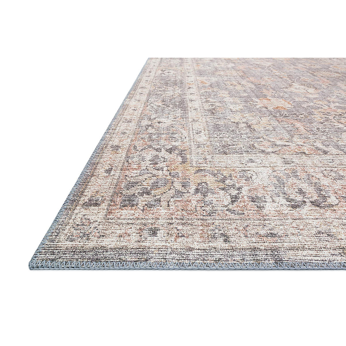 Loloi II Skye Collection SKY-01 Grey/Apricot 9'-0" x 12'-0", 13" Thick,Area Rug,Soft,Durable,Vintage Inspired,Distressed,Low Pile,Non-Shedding,Easy Clean,Printed,Living Room Rug