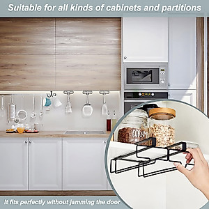 Wine Glass Holder Under Cabinet, Movable 4 Rows 12" Nail Free Metal Wine Glass Rack Stemware Wine Glasses Hanger Storage Rack Organizer Under Shelf With Mugs Set Holder for Cabinet Kitchen Bar