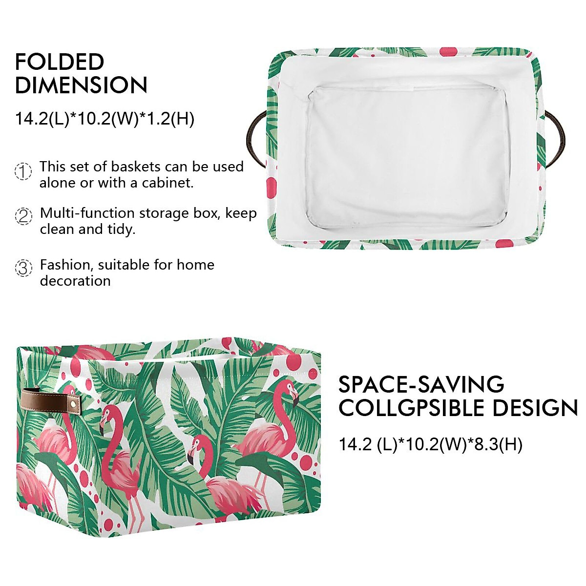 SDMKA Fabric Storage Baskets Pink Flamingo Foldable Baskets Large Storage Bins for Organizing Shelves Closet Home, Decorate Your Rooms