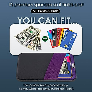 Upgraded 2 in 1 MagSafe Wallet for Apple iPhone 14/13/12 Series, Fits 5+ Cards and Cash, Magnetic Card Wallet Holder with Phone Grip, Stretchy iPhone Mag Safe Wallet for Maximum Flexibility Purple