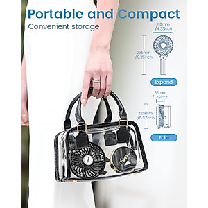 EasyAcc Mini Handheld Fan, Portable Fan Small USB Desk Fan Personal Hand Fan 3 Speed 10H Working Hours Rechargeable Battery Cooling Folding Fan for Travel Outdoor Office Household