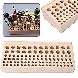 98 Holes Wood Tool Rack Leather Wooden Stamps Stand Holder Organizer for DIY Craft