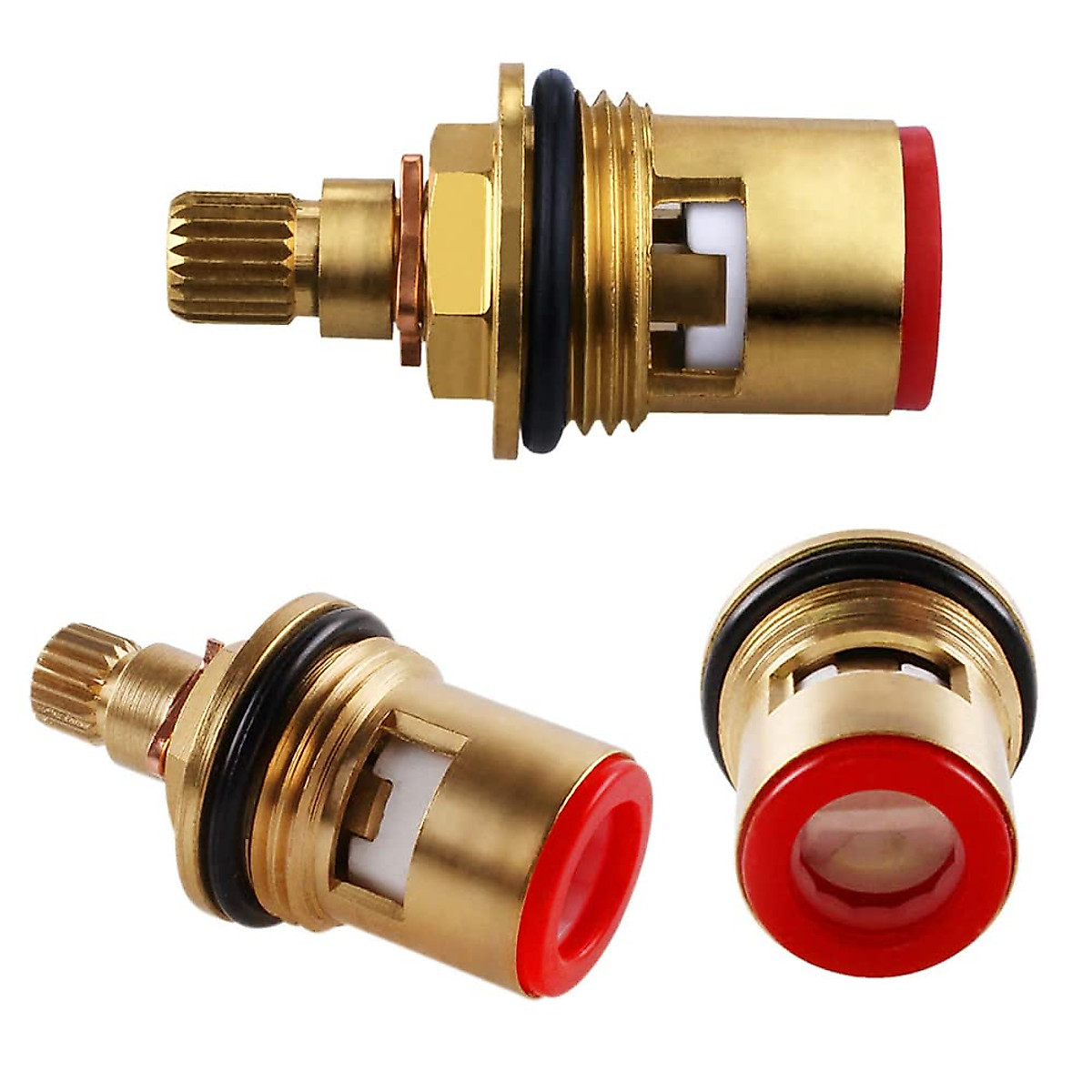 Brass Ceramic Cartridge, G1/2" Tap Ceramic Stem Cartridges Replacement for Hot Cold Water Faucet Spool Valve (Type O2- H48mm)