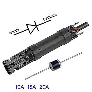 BAYM Solar Panel PV Cable Connector Built in 15A Diode in-Line Fuse Solar Wire Connector Solar PV System IP68 Waterproof Anti-backflow(10pcs)