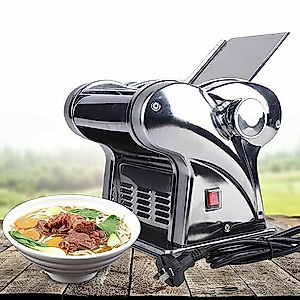 awolsrgiop 110V Commercial Electric Dough Roller Sheeter Noodle Pasta Maker Machine Stainless 135W Noodles Pasta Maker Machine Adjustable Thickness & Two Blades Dumpling Making Machine Roller Machine