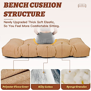 Focuprodu Bench Cushions. Non-Slip Pile Bench Cushion for Indoor and Outdoor in Multiple Scenarios.45x18 Inch Bench Cushion Ideal Cushion for Benches, Sofas and Raised Windows. (45x18x4, Khaki)