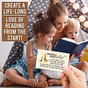 25 Books For Baby Shower Request Cards - Giraffe Baby Shower Invitation Inserts, Book Request Baby Shower Guest Book Alternative, Bring A Book Instead Of A Card, Baby Shower Book Request