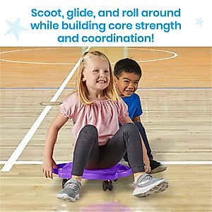 hand2mind Red Heavy-Duty Indoor Scooter Board with Handles, Floor Scooter, Sit Down Scooter, Gym Activities for Kids, Indoor Recess Games, Sport Scooters, Physical Education Equipment, Gross Motor Toy