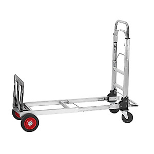 VEVOR Aluminum Folding Hand Truck, 2 in 1 Design 400 lbs Capacity, Heavy Duty Industrial Collapsible cart, Dolly Cart with Rubber Wheels for Transport and Moving in Warehouse, Supermarket, Garden