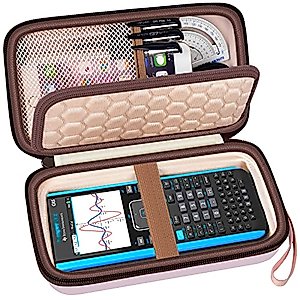 Case Compatible with Texas Instruments TI-Nspire CX II/TI Nspire CX/TI-NSPIRE CX-II T CAS/HP Prime Color Graphing Calculator, Storage Holder for USB Cables, Pens, Pencil, More-Pink (Box Only)