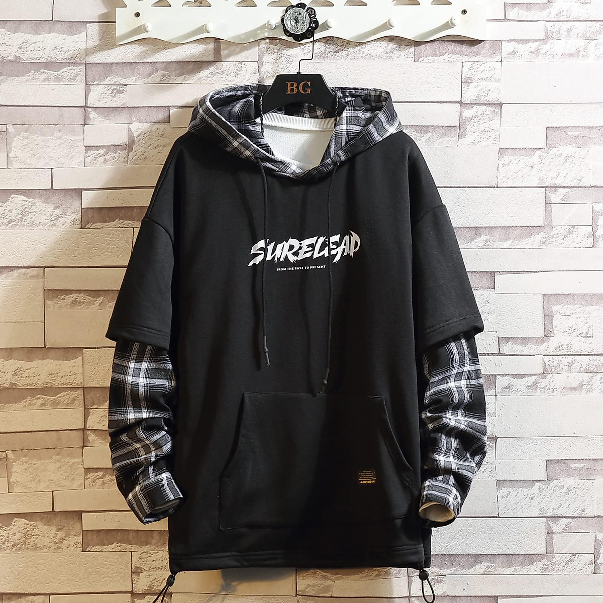 GURUNVANI Japan Style Patchwork Hoodies Men Characters Streetwear Hoodie Men Sweatshirt