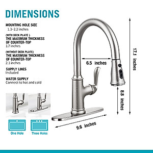 DJS Kitchen Faucet with Pull Down Sprayer, Single Handle Stainless Steel Pull Out Kitchen Sink Faucet, Brushed Nickel DJS-PK-009N-DP