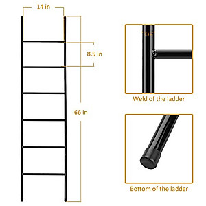PENGECO Blanket Ladder Towel Shelves Beach Towel Rack Scarves Display Holder (Black)