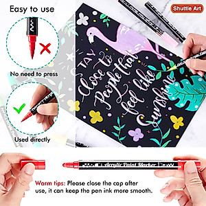 Shuttle Art 36 Colors Dual Tip Acrylic Paint Markers, Brush Tip and Dot Tip Acrylic Paint Pens for Rock Painting, Ceramic, Wood, Canvas, Plastic, Glass, Stone, Calligraphy, Card Making, DIY Crafts