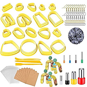 Yayatty 299 PCS Polymer Clay Cutters Set, 18 Shapes Clay Earring Cutters with Earrings Accessories, Clay Pattern Cutting Molds, Plastic Clay Cutters for Polymer Clay Jewelry Making