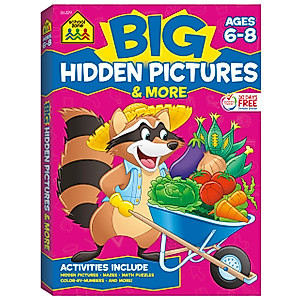 School Zone - Big Hidden Pictures & More Workbook - 320 Pages, Ages 6 to 8, 1st Grade, 2nd Grade, Search & Find, Picture Puzzles, Hidden Objects, Mazes, and More (School Zone Big Workbook Series)