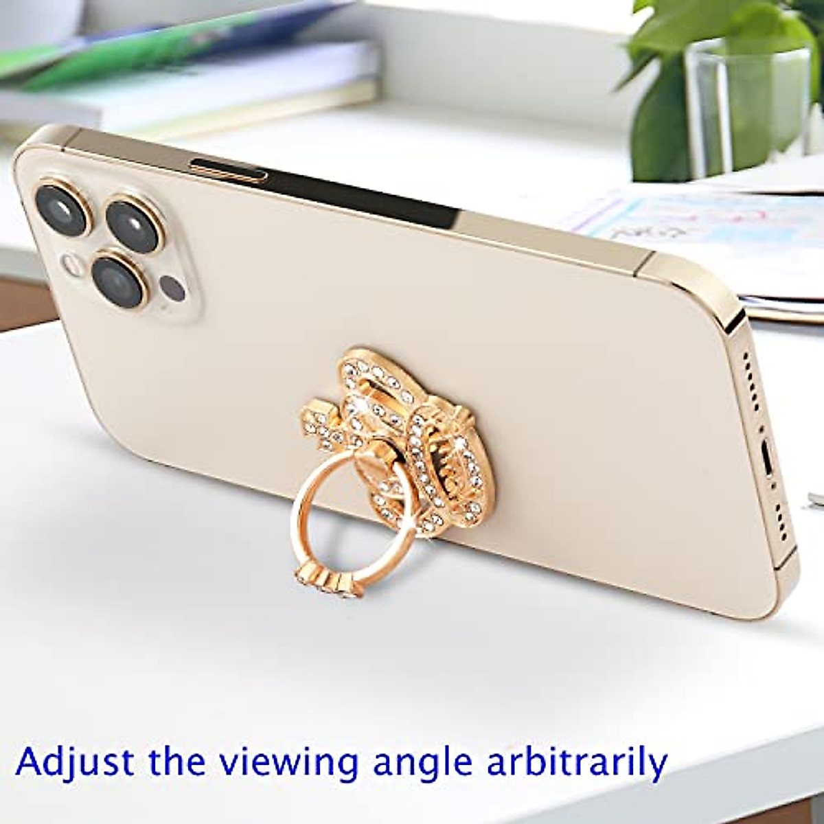 2 Pcs Crown Phone Ring Kickstand, Rhinestones Sparkling Phone Ring Kickstand,360 Degree Rotating Phone Ring Holder,Compatible with Most Mobile Phones