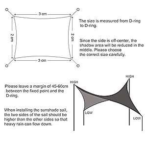 Hyindoor Sun Shade Sail UV Block Canopy for Outdoor Patio Garden Rectangle Sunscreen Awning 6' x 10'
