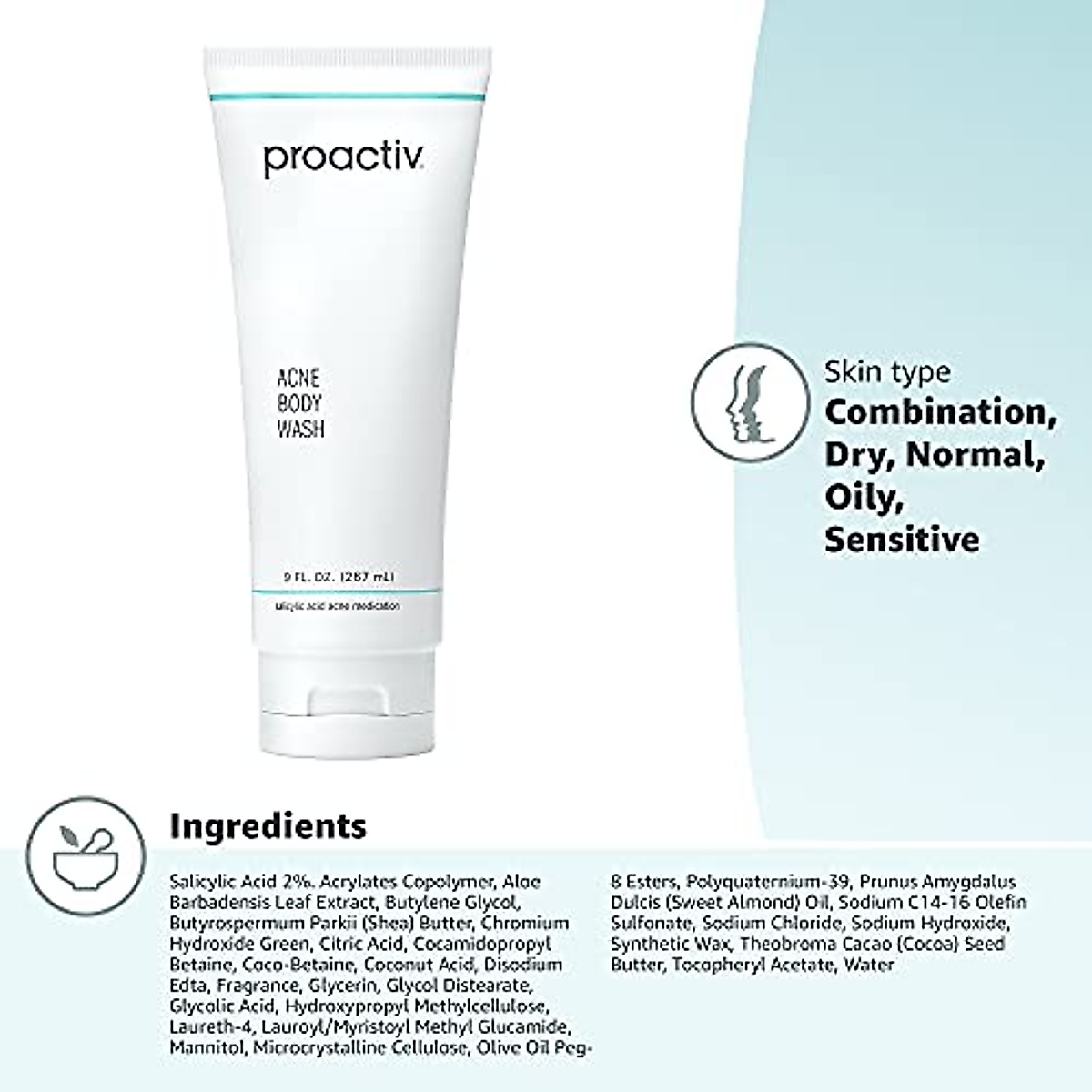 Proactiv Acne Body Wash - Exfoliating Body Wash for Sensitive Skin, Salicylic Acid Cleanser with Soothing Shea Butter & Cocoa Butter - 9 oz.
