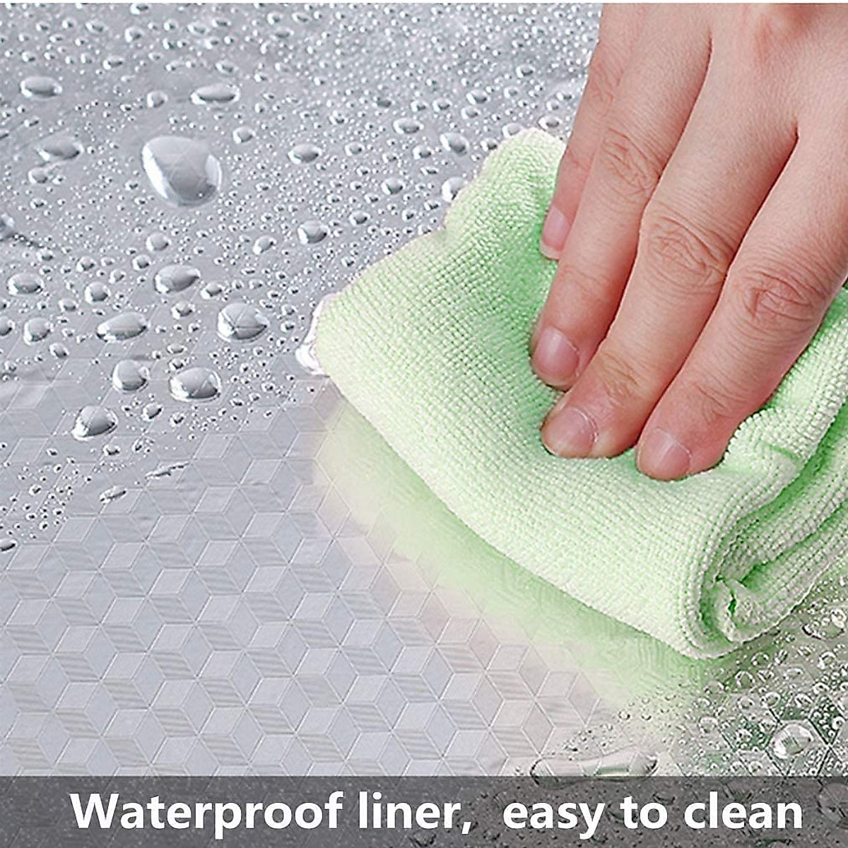 Kitchen Backsplash Stickers, 196.85X15.75 Inch Kitchen Wallpaper Stickers Self Adhesive Kitchen Aluminum Foil Stickers Oil Proof Waterproof (Silver Cube Texture)