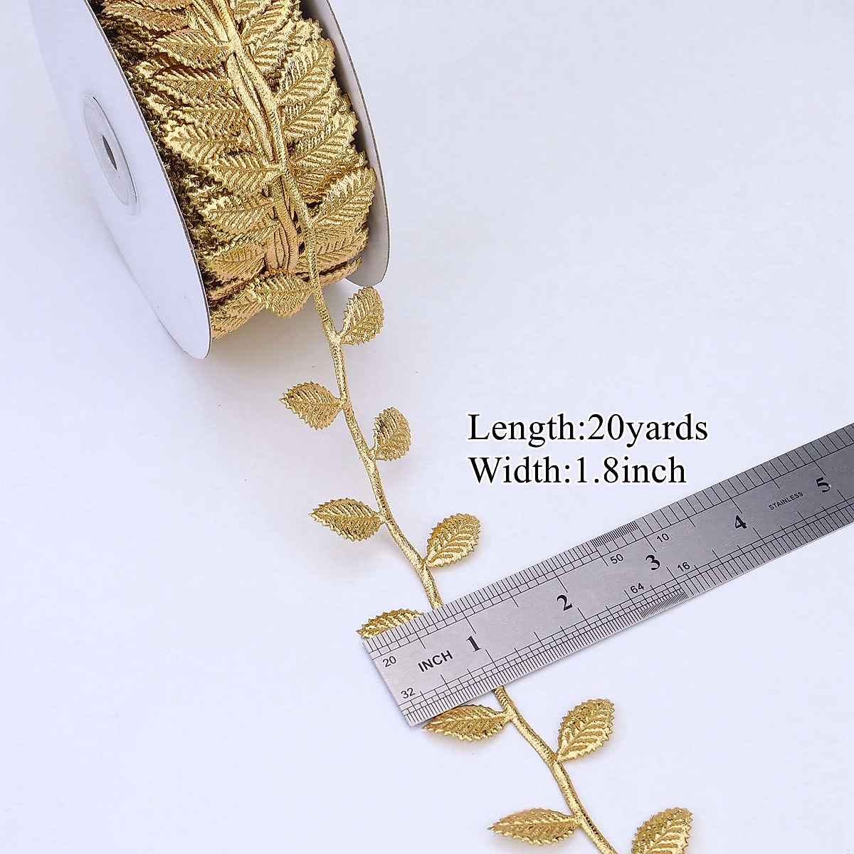 Gold Leaf Ribbon 20Yards Gold Leaves Trim Rope Artificial Leaf Ribbon for Garland Gift Wrapping Party Wedding Home Decorations