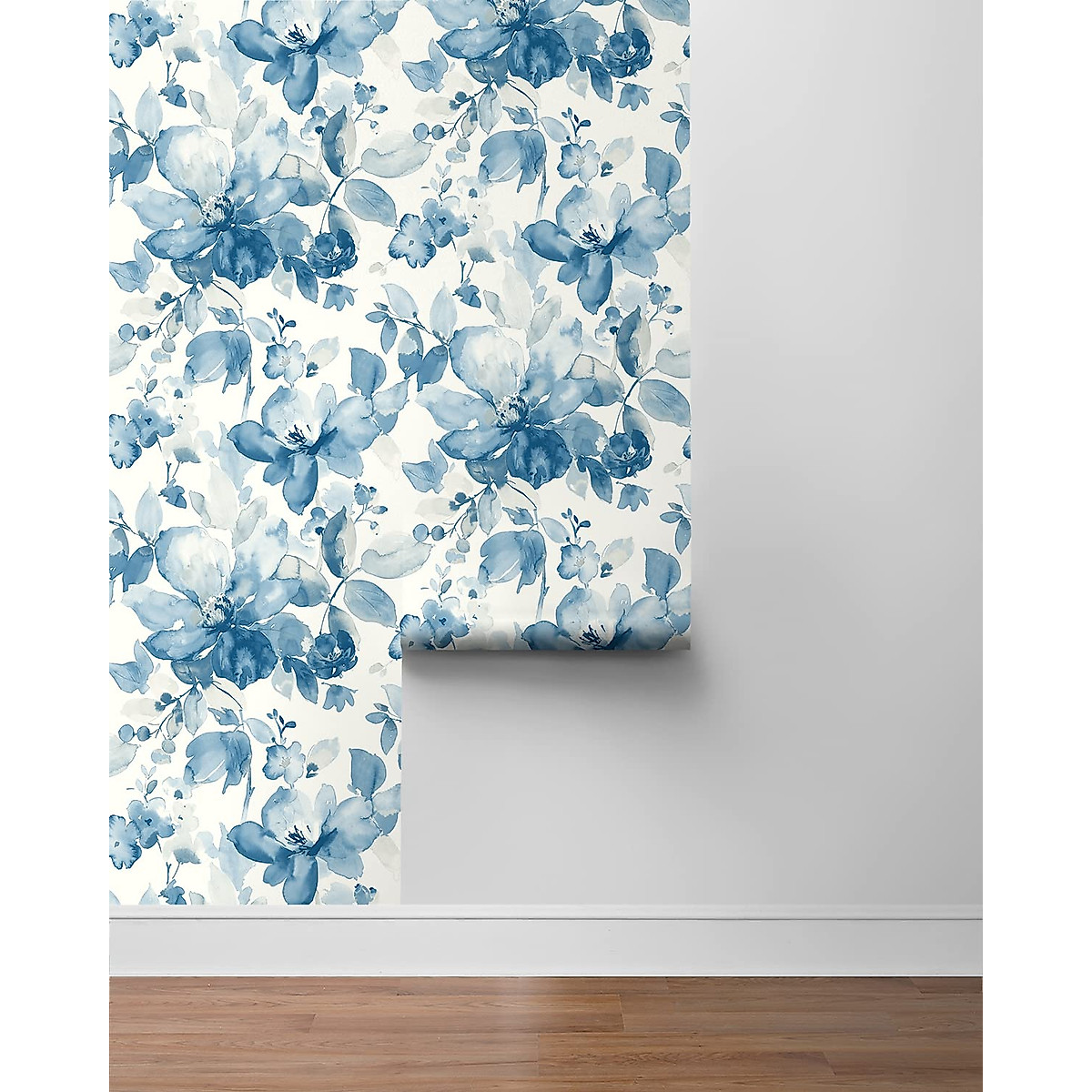 NextWall Watercolor Flower Peel and Stick Wallpaper (Bluestone)