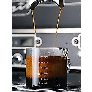 BCnmviku 2 Pack Double Spouts Measuring Triple Pitcher Milk Cup 75ML Espresso Shot Glasses Parts Clear Glass