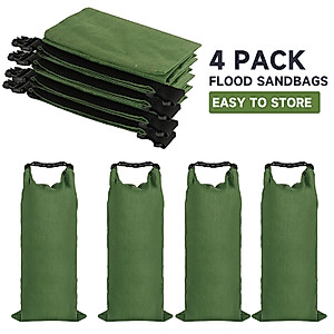 Flood Water Barrier Sand Bags - 4Pcs Thickened Long Canvas Flood Protection Sandbags with Insert Buckle Reusable Quick Flood Barrier for Home Door Window Basement Garage Floor Flood Control - 11"x28"