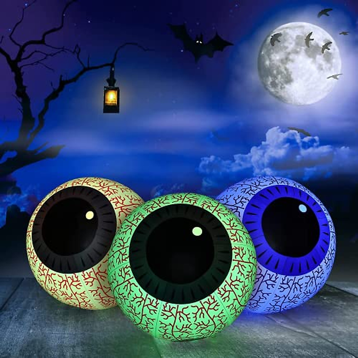 Halloween Decorations 24 inch Halloween Inflatable Ghost Eyeball with Built-in Battery Powered RGB LED Light Suitable for Indoor Outdoor Yard Party Halloween Decor with Remote Controller