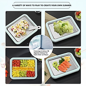 XTQINJIN Rolled Ice Cream Maker,Food Grade Stainless Steel Household Ice Cream Pan,Homemade DIY Ice Cream,Smoothies, Frozen Yogurt Rolls, Ideal for Family Hands-on Activities (Light Green)