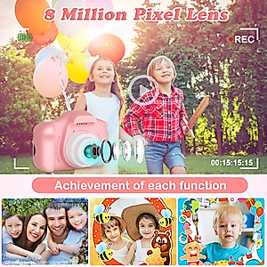 Zeacool Kids Camera,HD Digital Video Camera,Childrens Toys for 3 4 5 6 7 8 9 10 11 12 Year Old Boys/Girls,Selfie Camera for Kids,Christmas Birthday Gifts with 32GB SD Card(Pink)