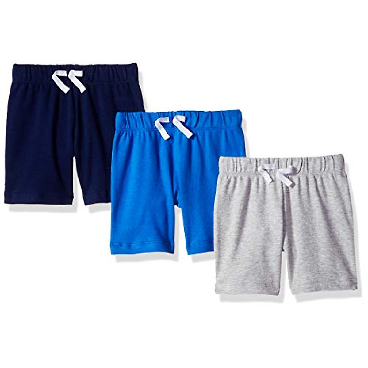 Amazon Essentials Unisex Babies' Cotton Pull-On Shorts, Pack of 3, Blue/Grey, 18 Months