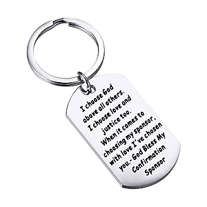 FEELMEM Confirmation Sponsor Gift Sponsor Keychain Sponsor Thank You Keychain Baptism Confirmation Sponsor Proposal Gift for Godparents Godmother Catholic Mentor Gift (silver)