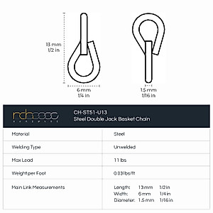 RCH Hardware CH-S51-16-BLK-3 Fixture Chain, Black, 14 Gauge