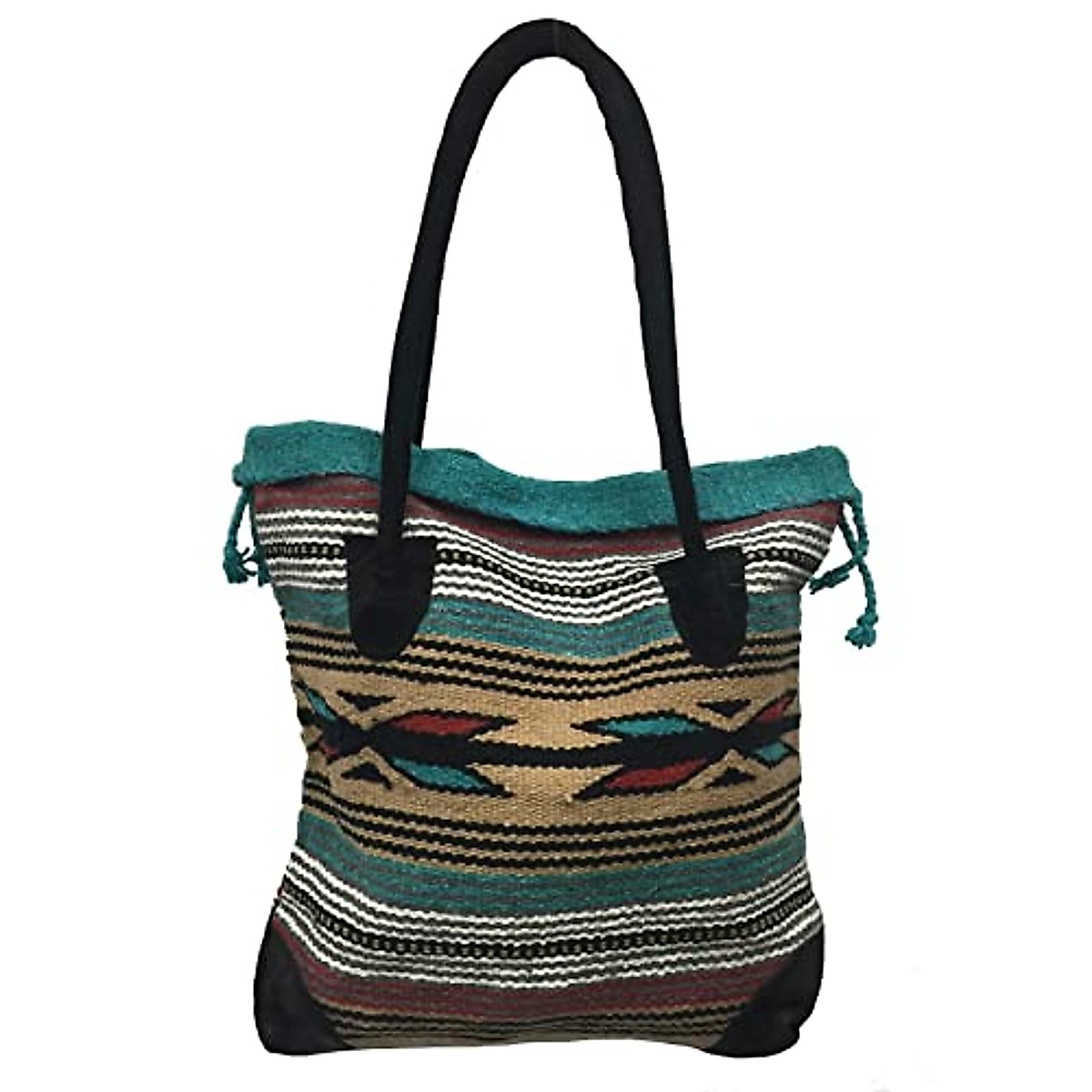 Monterrey Ladies Tote Purse Handwoven Southwestern Aztec Print Suede Handles A