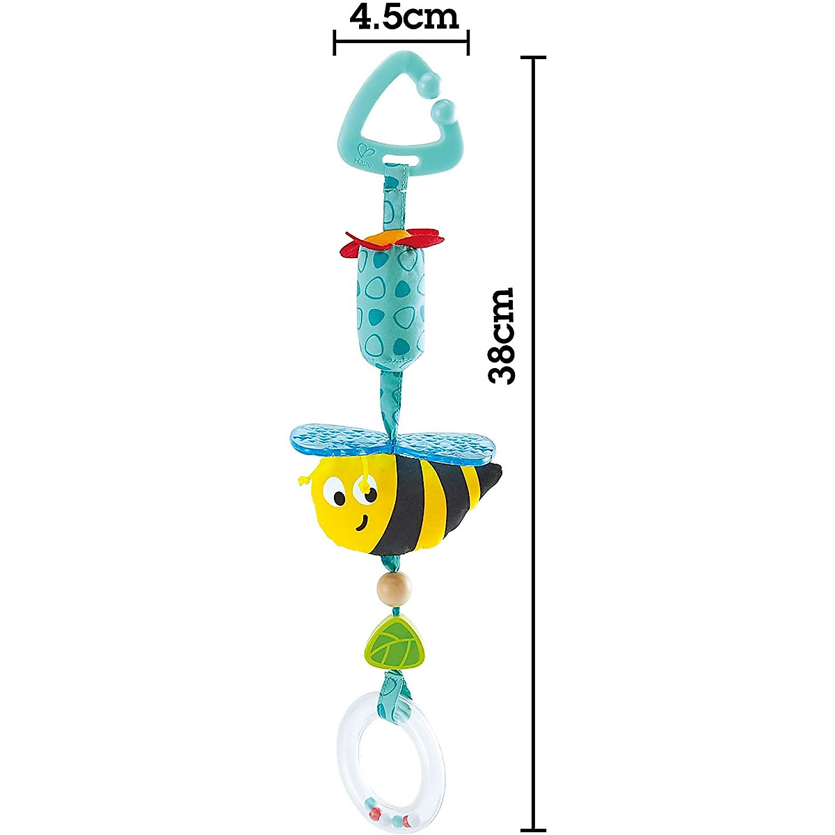 Hape Bumblebee Pram Rattle | Clip-On Rattle Pram Bassinet and Pushchair Baby Toy – Suitable for Newborns,Multicolor, L: 15, W: 1.8, H: 4.3 inch