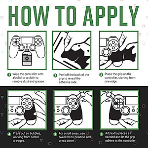 PS4 Controller Grip, 24 Pcs Black Textured Non-Slip Rubber PS4 Controller Grips Stickers, Perfectly Fit to Any Handles, Trigger Buttons & D-pad, Sweat Resistant to Enhance Gaming Control, 2pk