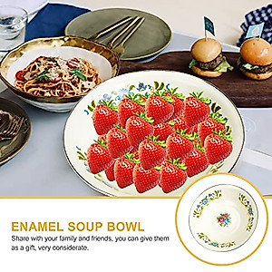 Cabilock Retro Serving Bowls Enamel Basin Vintage Style Basin Mixing Bowl Thickened Soup Bowl Food Container Enameled Washing Basin Colored Home Enamelware Kitchen Enamel Soup Bowl