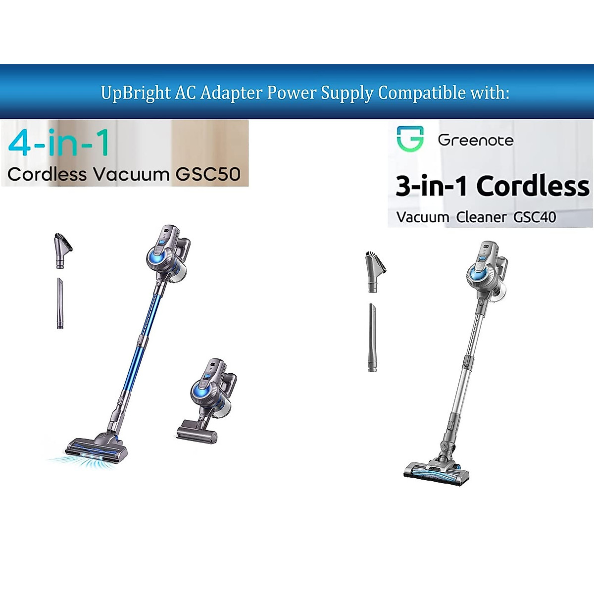 UpBright 26.5V AC/DC Adapter Compatible with Greenote GSC40 GSC50 22.2V 2200mAh 22.2VDC Lithium-ion Battery Lightweight Stick Vac Cordless Vacuum Cleaner 26.5VDC 500mA 0.5A Power Supply Cord Charger