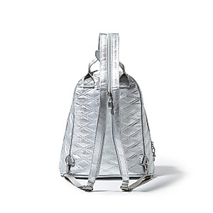 Baggallini Naples Convertible Small Daypack Sling Crossbody, Silver Metallic Quilt