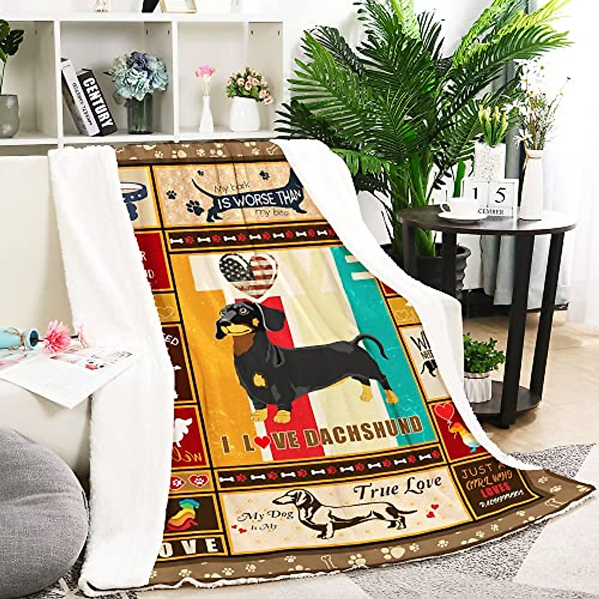 CYREKUD Dachshund Dog Blanket Throw,Dachshund Gifts for Women, Dachshund Gifts for Dachshund Lovers,Dachshund Christmas Decor,Super Soft Warm Cozy Dog Blanket for Couch Sofa Bedroom 50''x 60''