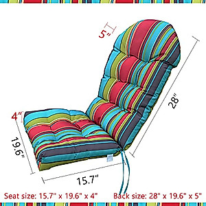 Enipate Weather Resistant Adirondack Chair Cushions High Back Indoor Outdoor Patio Tufted Lounge Cushion Seat Pads (Striped Color)
