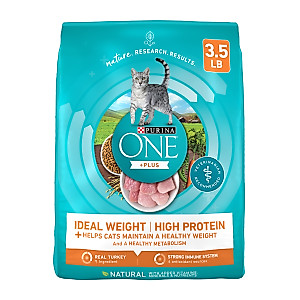 Purina ONE High Protein, Healthy Weight Dry Cat Food, +Plus Ideal Weight With Turkey - 3.5 lb. Bag