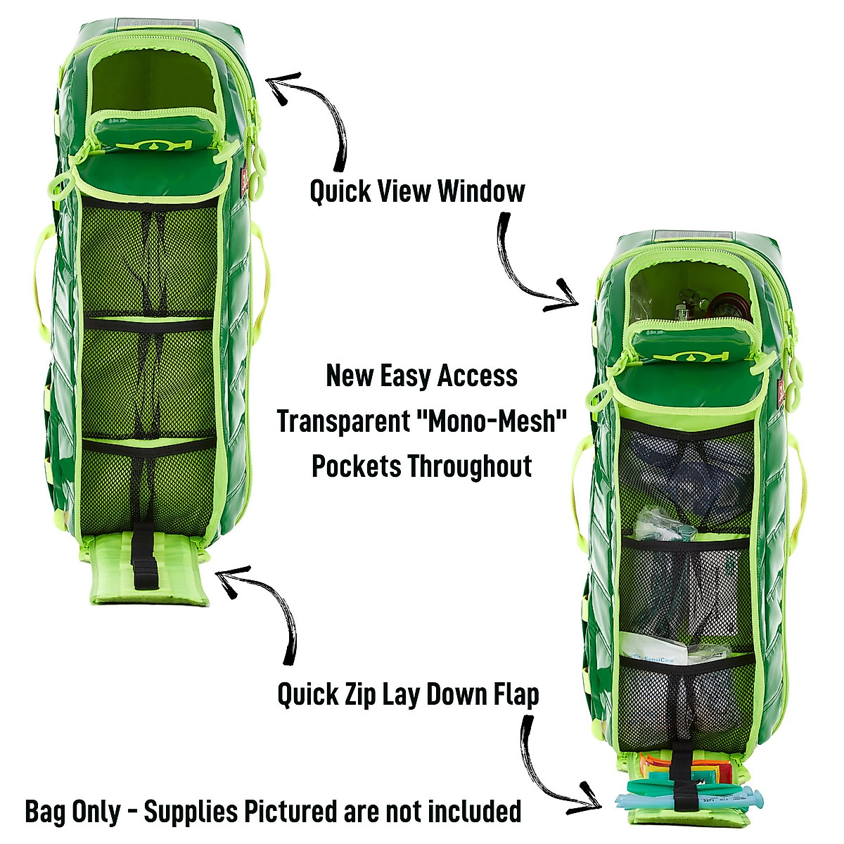 Statpacks New G3+ Tidal Volume Green, O2 Oxygen Backpack, Regular and Jumbo D Size Cylinders for EMS, Firefighters, Healthcare Professionals
