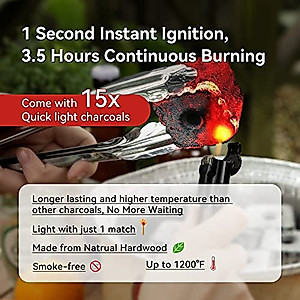 HOTDEVIL Portable Disposable Charcoal Grill Kit Ready-To-Go 1-3 person Camping BBQ Bundle with Instant Hardwood Lump Charcoals Disposal Venture Steak Grilling for Outdoor Barbecue Party Travel Picnic…