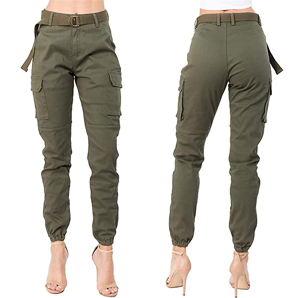 Prime Shopping Online Women's High Waist Cargo Camouflage Pants for with Matching Belt Combat Military Trousers Tapered Pants with Pockets Army Green XL Fall Pants for Women 2023
