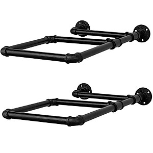 MyGift Wall-Mounted Exercise Ball Rack | Black Industrial Pipe Yoga Stability Ball Storage Display Holder for Home Gym and Studios, Set of 2
