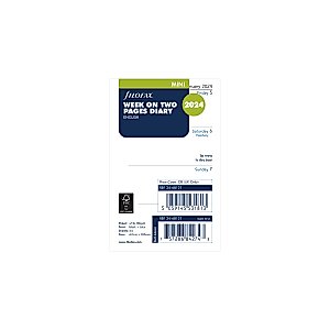 Filofax Mini week on two pages English 2024 diary, White