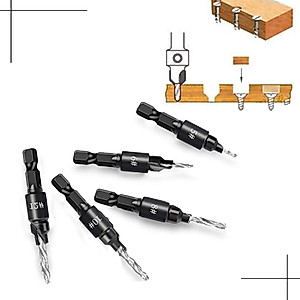 DAYREE 5PCS Countersink Drill Bit Set Wood Drill Bit Set Woodworking Tools #5, 6, 8, 10, 12